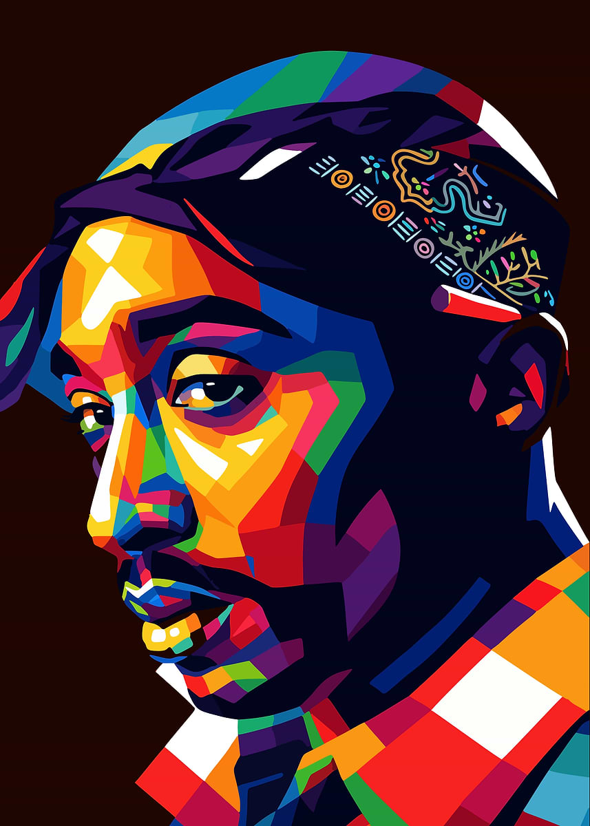'Colorful Tupac Shakur Portrait' Poster, picture, metal print, paint by ...