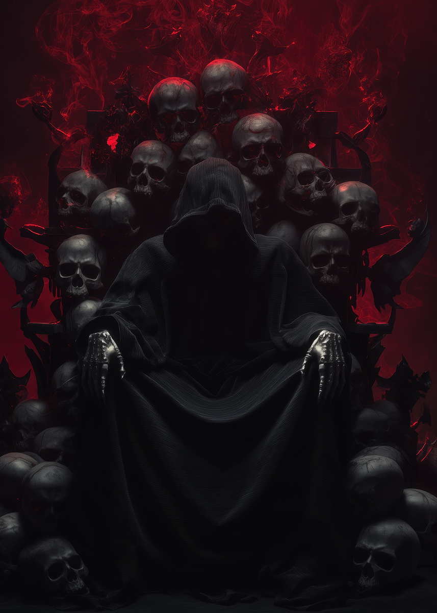 'Grim Reaper on Skull Throne' Poster, picture, metal print, paint by ...