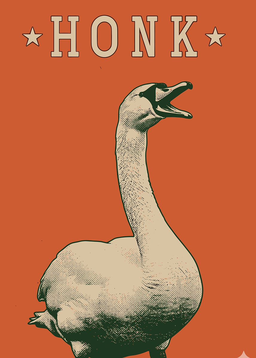 'Honk Swan ' Poster, picture, metal print, paint by Sizuki Kunaiki ...