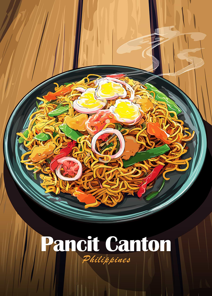 'Pancit Canton Philippines Food Illustration' Poster, picture, metal ...