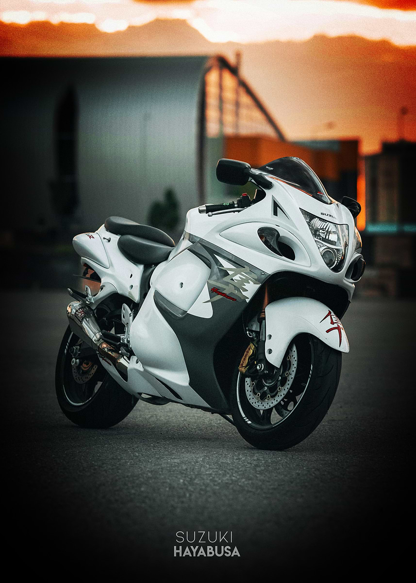 'Suzuki Hayabusa Motorcycle Poster' Poster, picture, metal print, paint ...