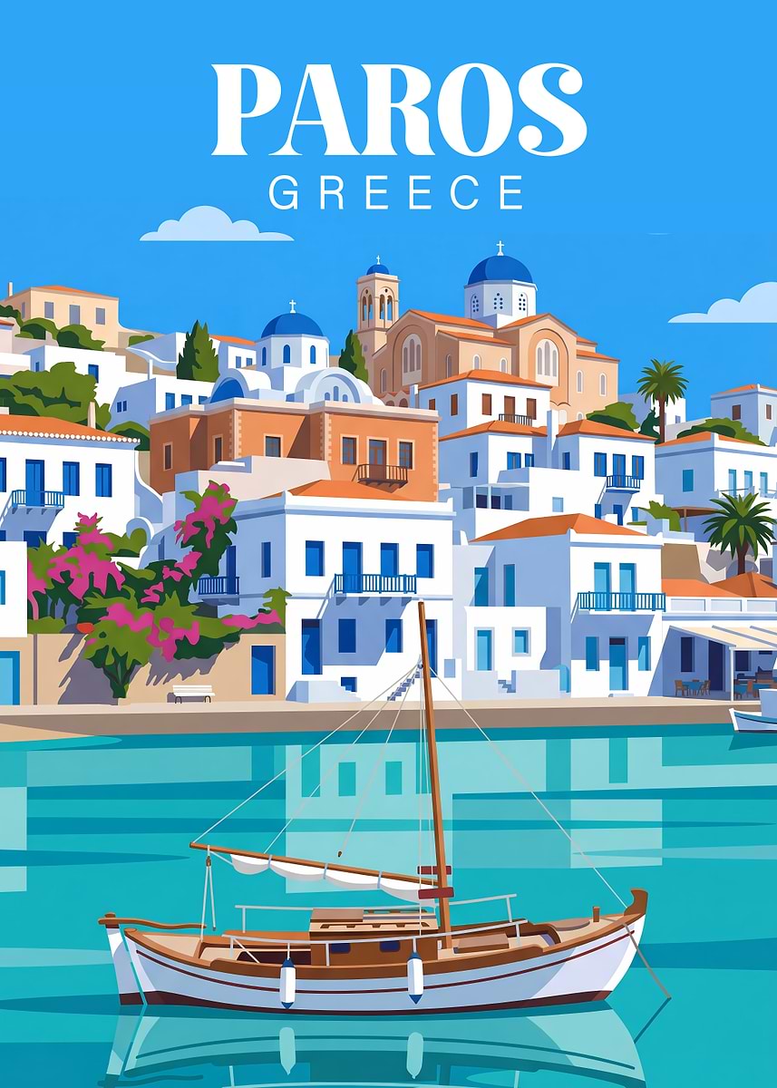 'Paros Greece ' Poster, picture, metal print, paint by Artevo | Displate