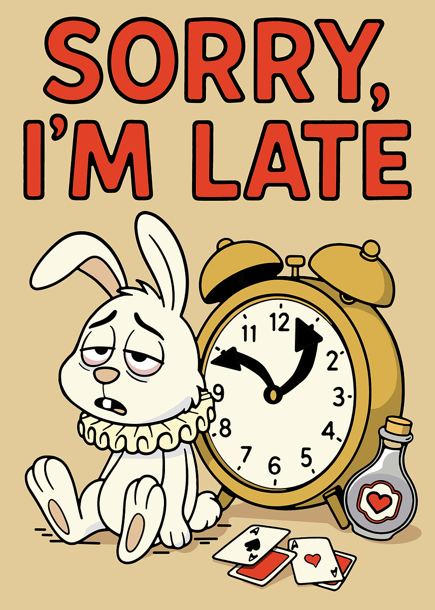 'Sorry I'm Late ' Poster, picture, metal print, paint by RetroFearFinds ...