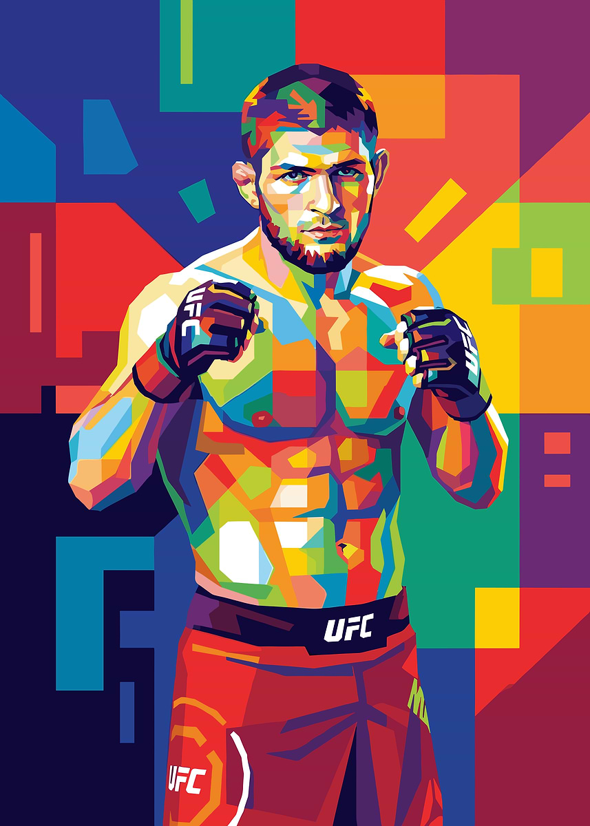 'Khabib Nurmagomedov Pop Art Portrait' Poster, picture, metal print ...