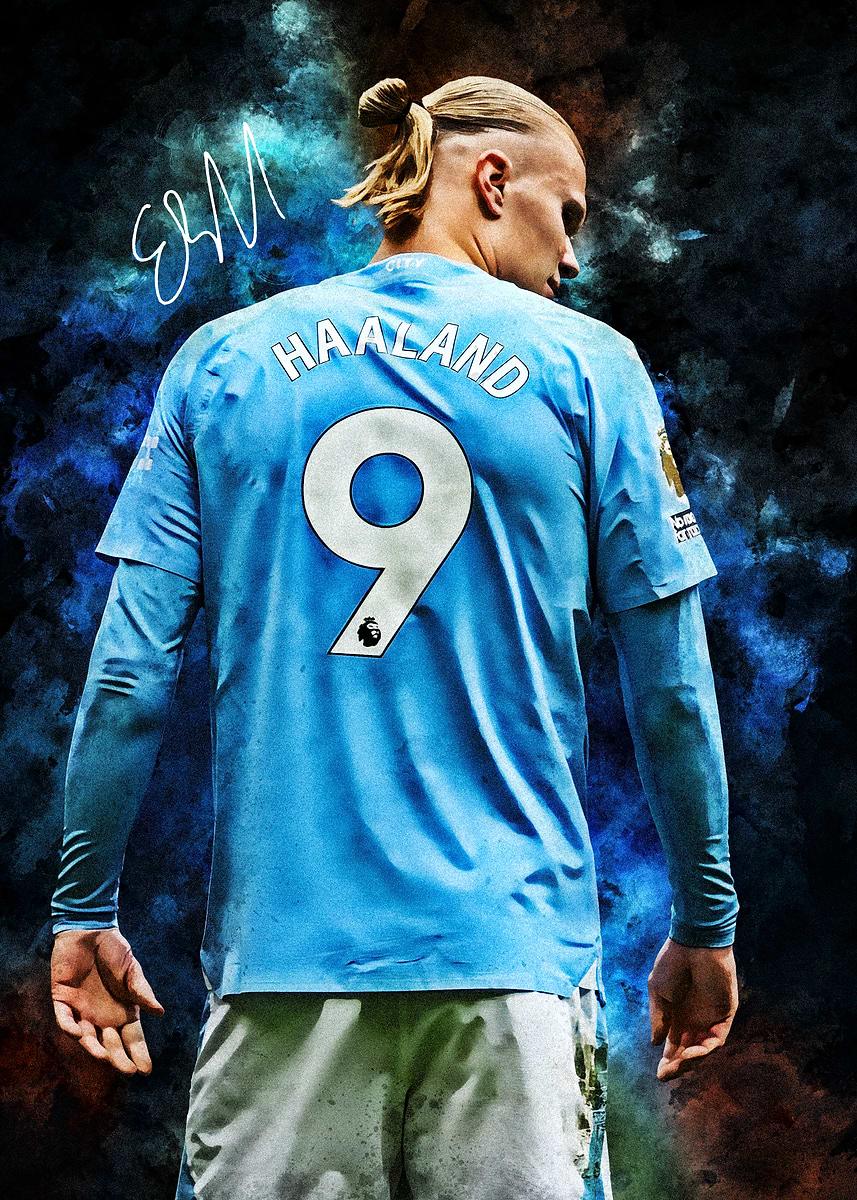 'Erling Haaland Portrait' Poster, picture, metal print, paint by ...