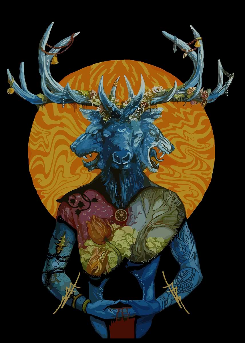 'Mystical Deer-Lion Hybrid Creature Art' Poster, picture, metal print ...