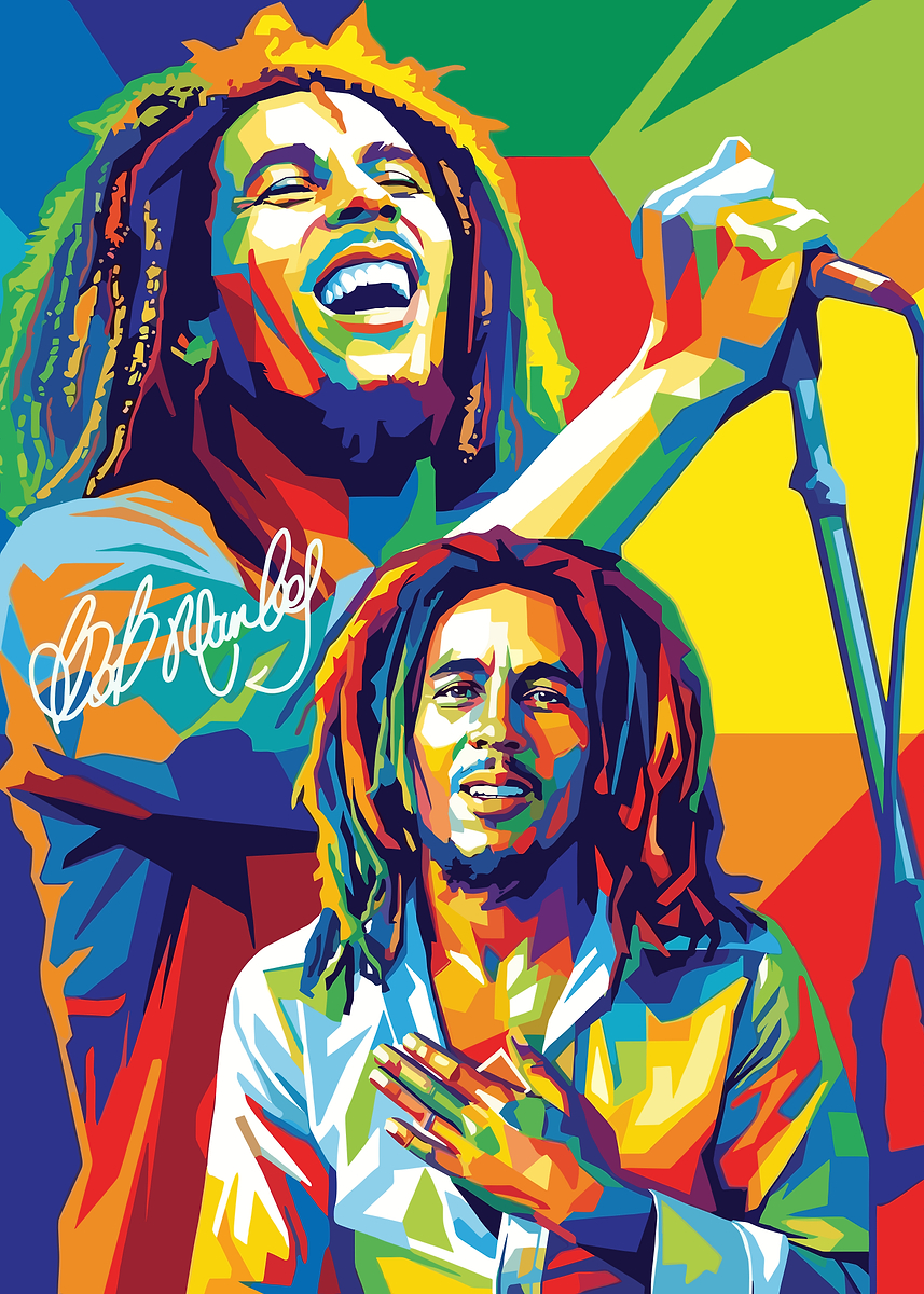 'Bob Marley Colorful Portrait' Poster, picture, metal print, paint by ...