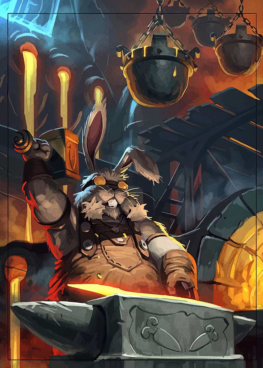 'Rabbit Blacksmith at Work' Poster, picture, metal print, paint by ...