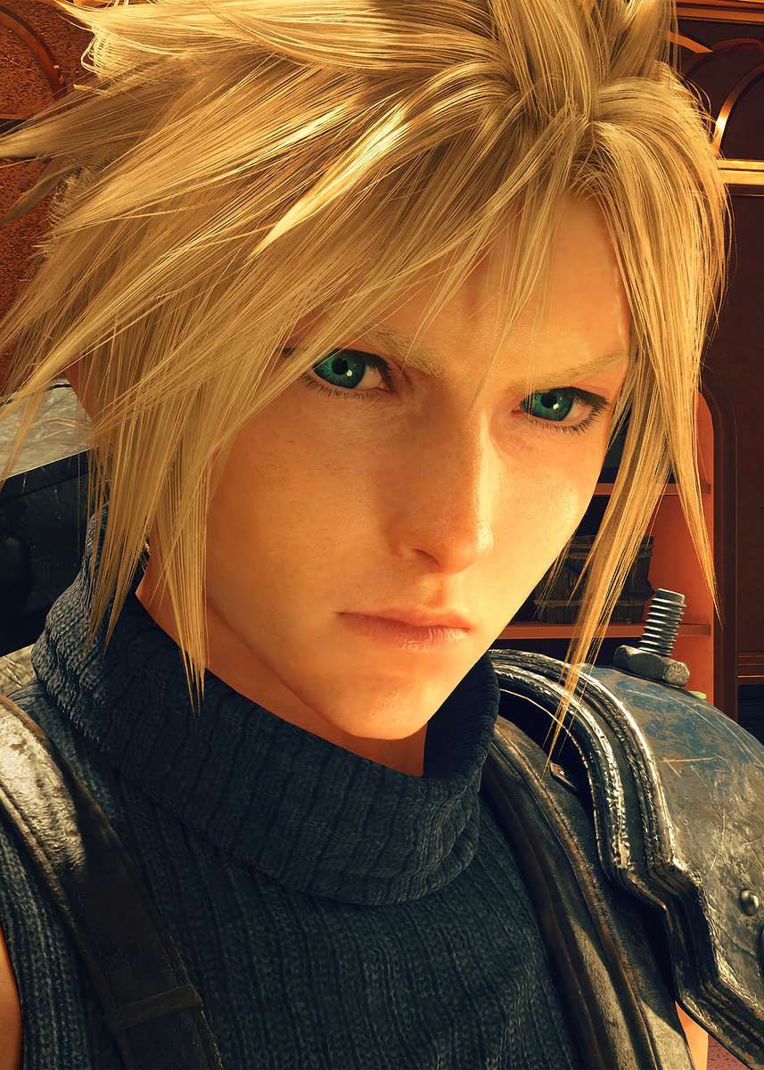 'Cloud Strife close-up portrait' Poster, picture, metal print, paint by ...