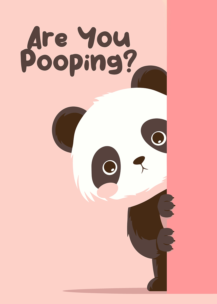'Are You Pooping? Panda Cartoon' Poster, picture, metal print, paint by ...