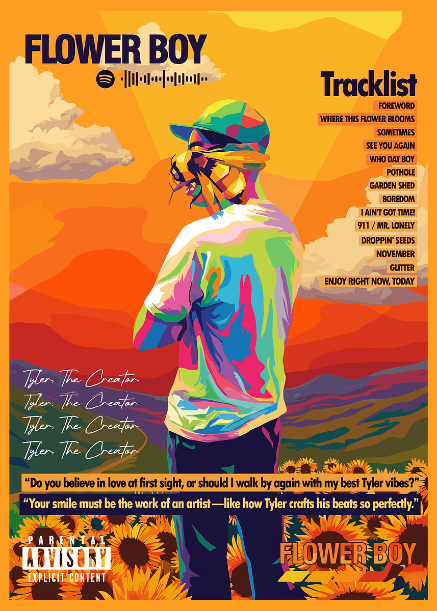 'Tyler The Creator - Flower Boy' Poster, picture, metal print, paint by ...