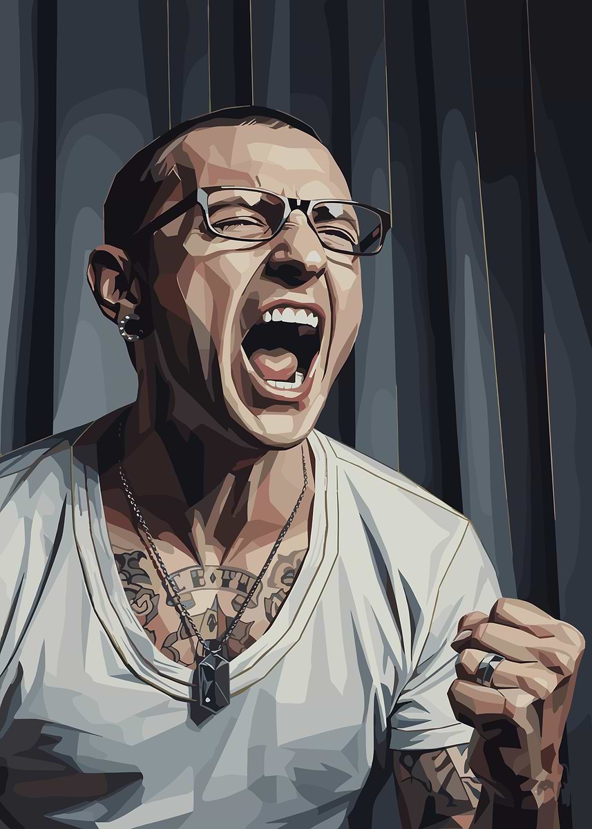 'Chester Bennington Vector Portrait' Poster, picture, metal print ...