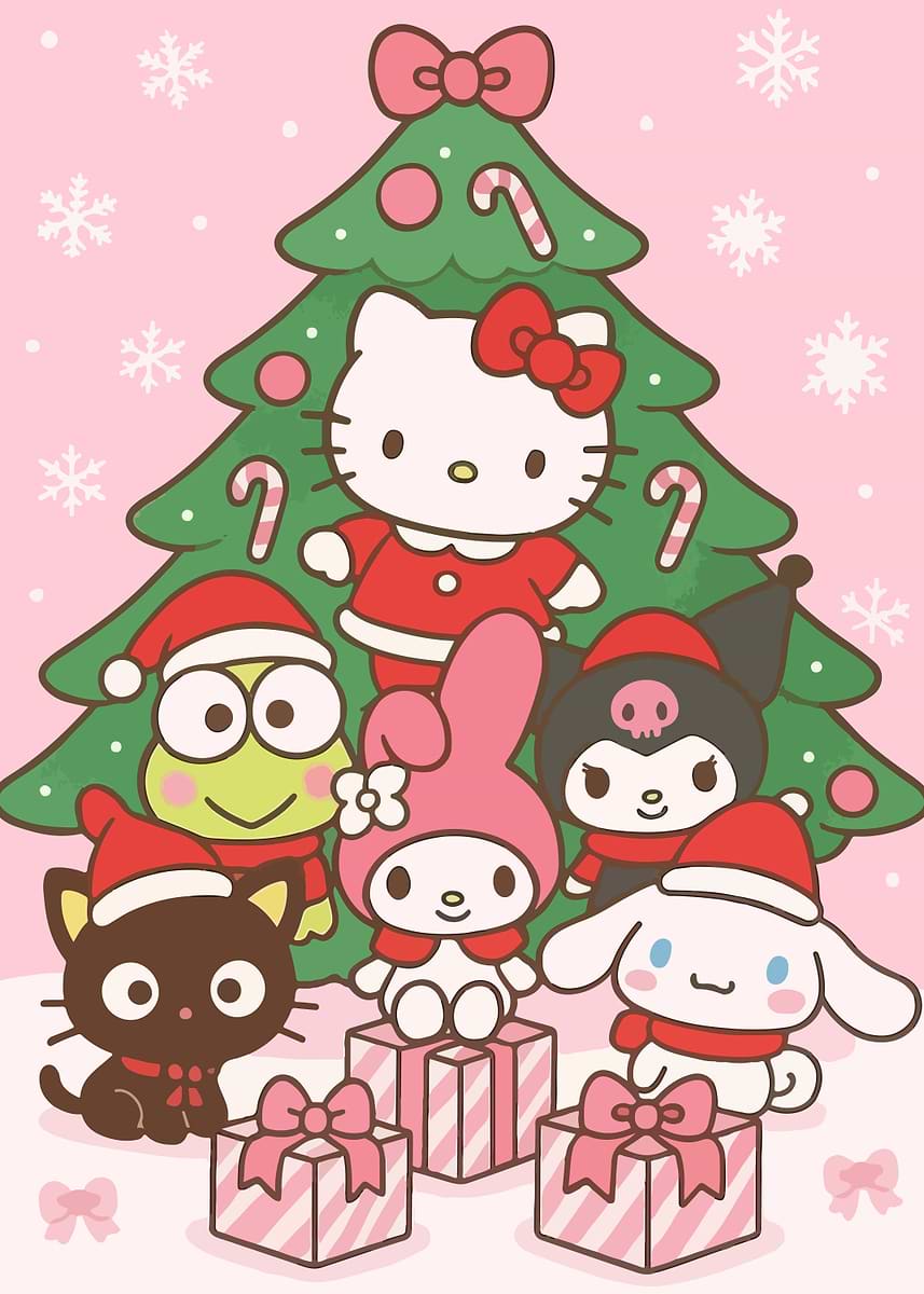 'Hello Kitty Christmas Celebration' Poster, picture, metal print, paint ...