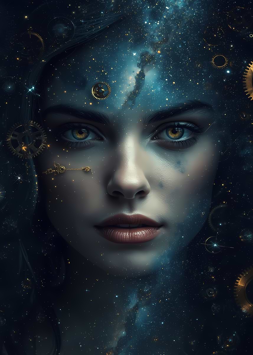 'Celestial Woman with Clockwork Accents' Poster, picture, metal print ...