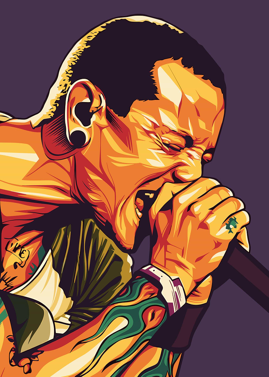 'Chester Bennington Vector Art Portrait' Poster, picture, metal print ...