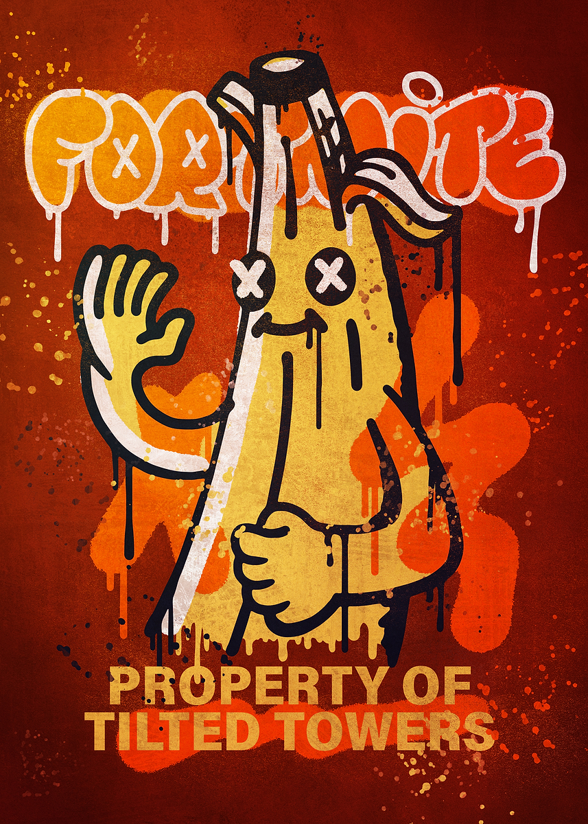 'Fortnite Peely: Property of Tilted Towers' Poster, picture, metal ...