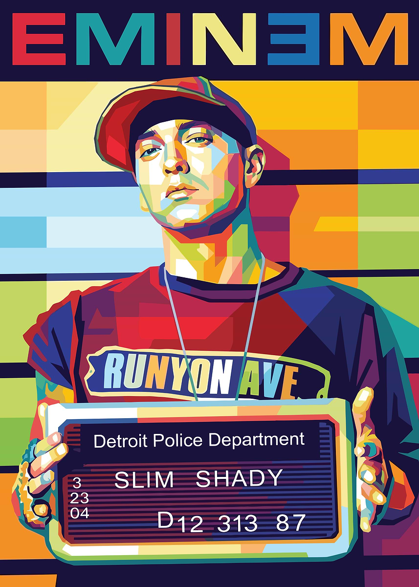 'Eminem Slim Shady Mugshot Pop Art' Poster, picture, metal print, paint ...