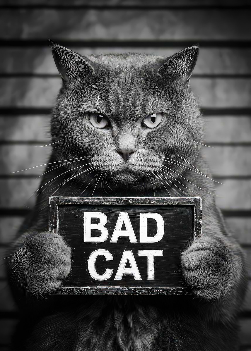 'Grumpy Cat Mugshot: Bad Cat' Poster, picture, metal print, paint by ...