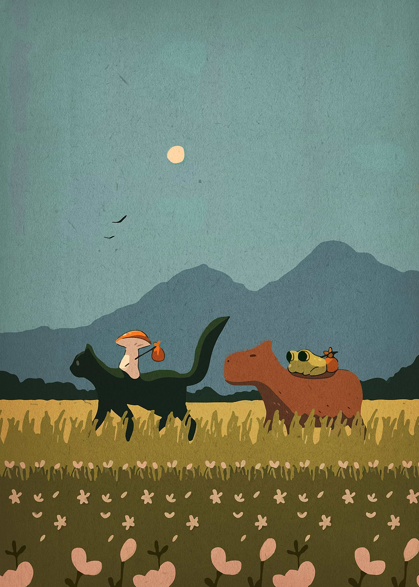 'Whimsical Animal Journey' Poster, picture, metal print, paint by Edgar ...