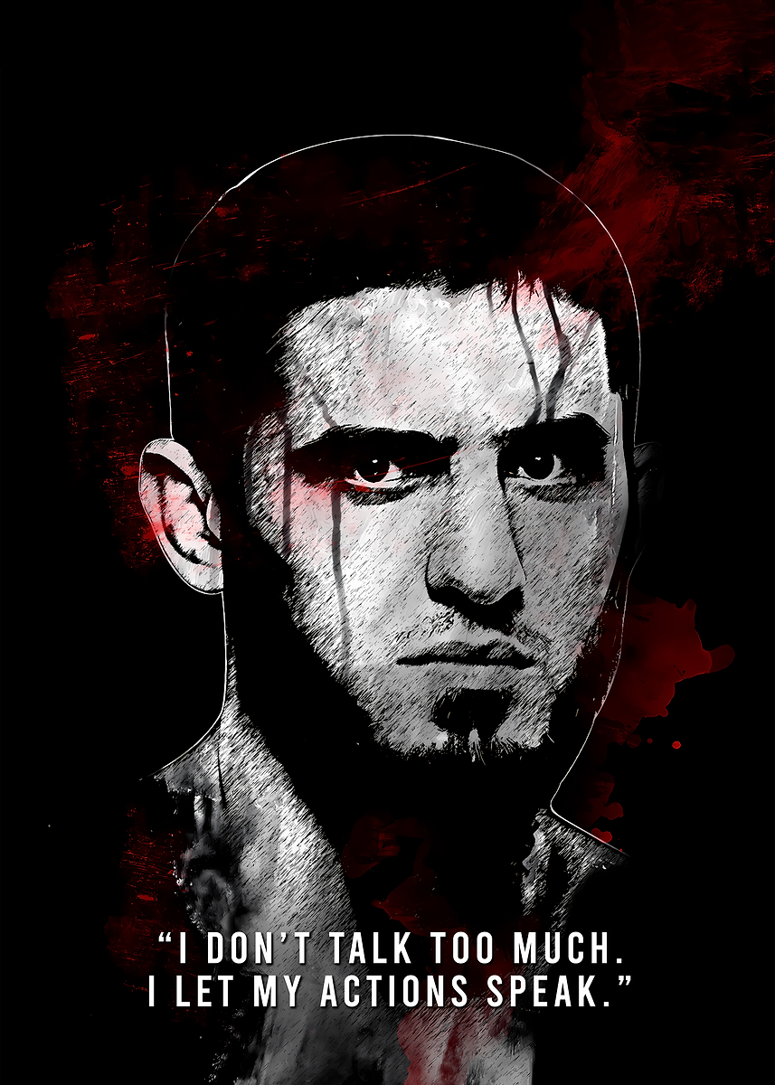 'Islam Makhachev Portrait with Quote' Poster, picture, metal print ...
