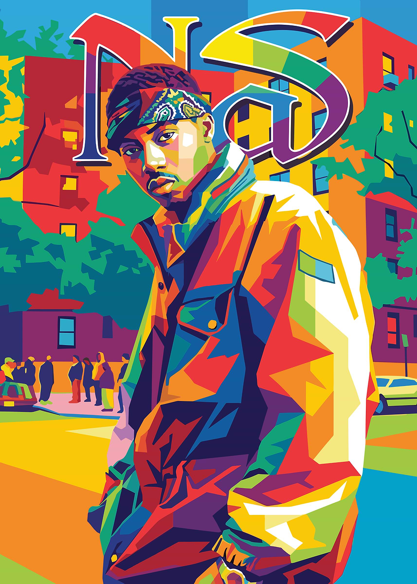 'Nas Colorful Pop Art Portrait' Poster, picture, metal print, paint by ...