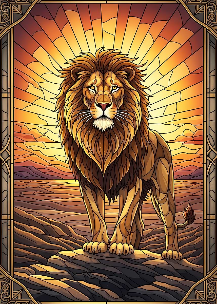 'Stained Glass Lion' Poster, picture, metal print, paint by Shanshui ...