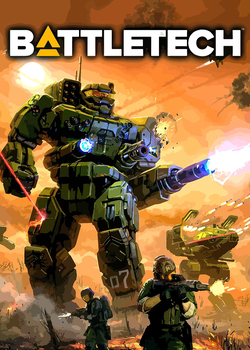 'Battletech Mech and Soldiers' Poster, picture, metal print, paint by ...