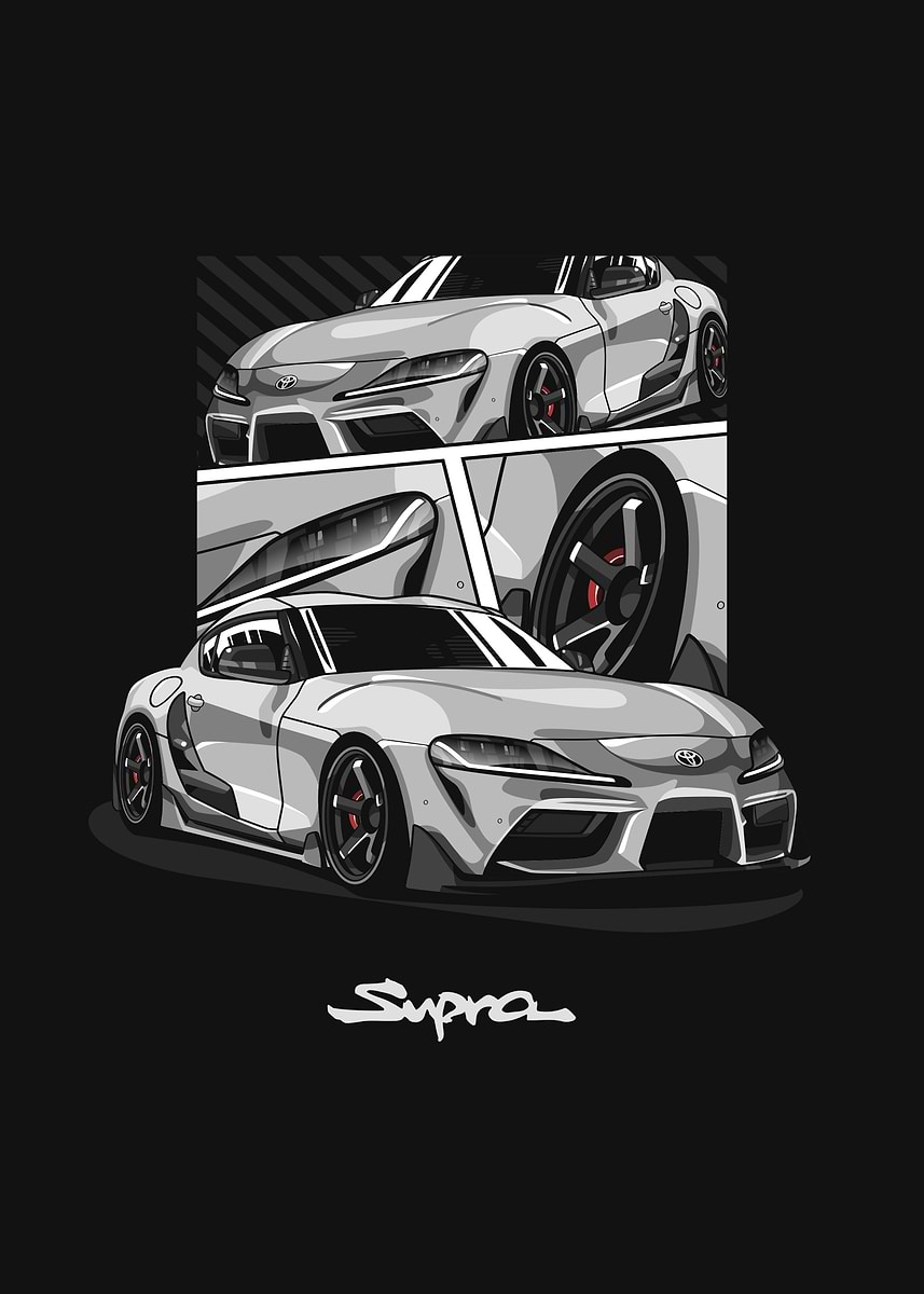 'Toyota Supra MK5' Poster, picture, metal print, paint by Burhandowski ...