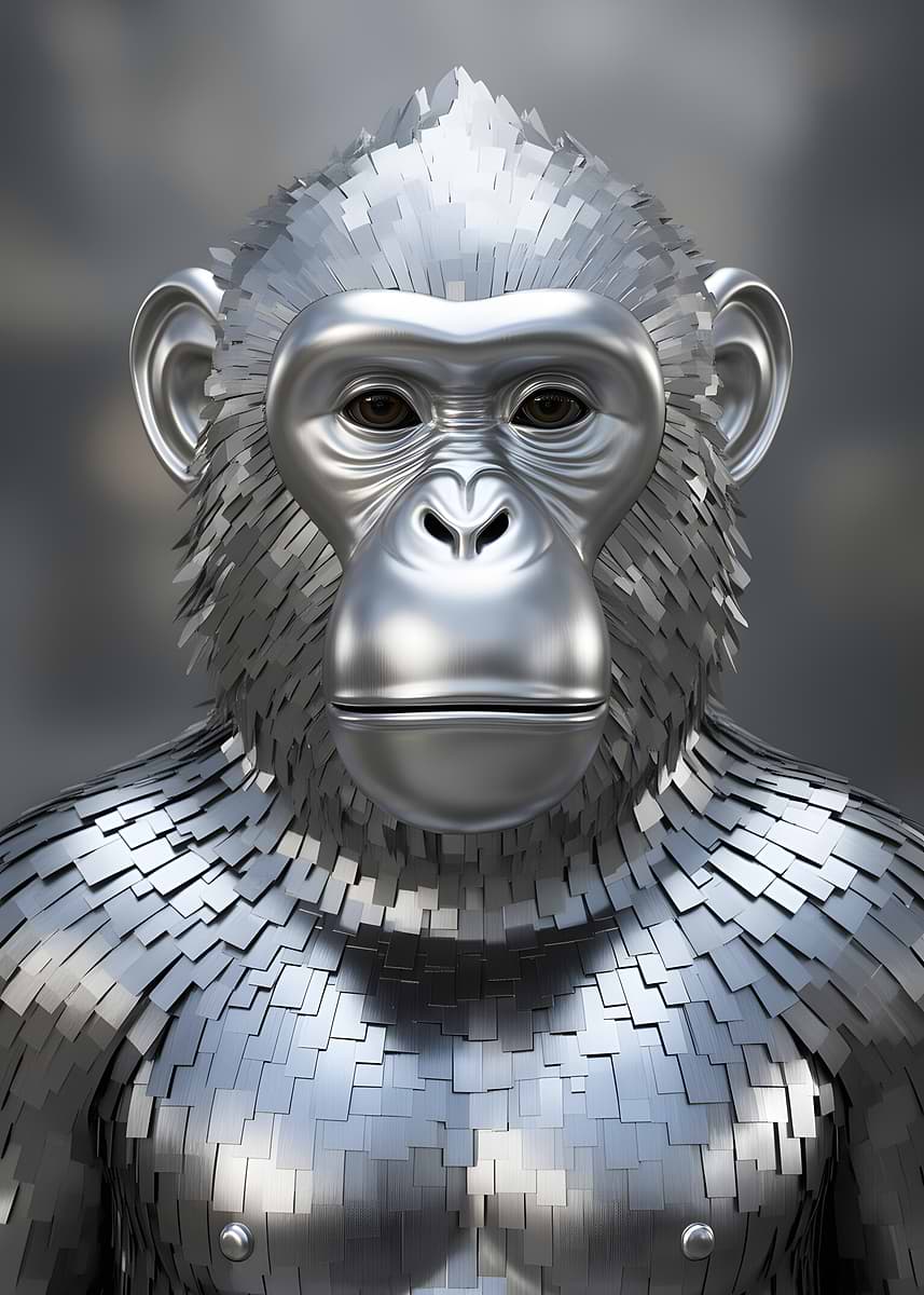 'Metallic Monkey Portrait' Poster, picture, metal print, paint by ...