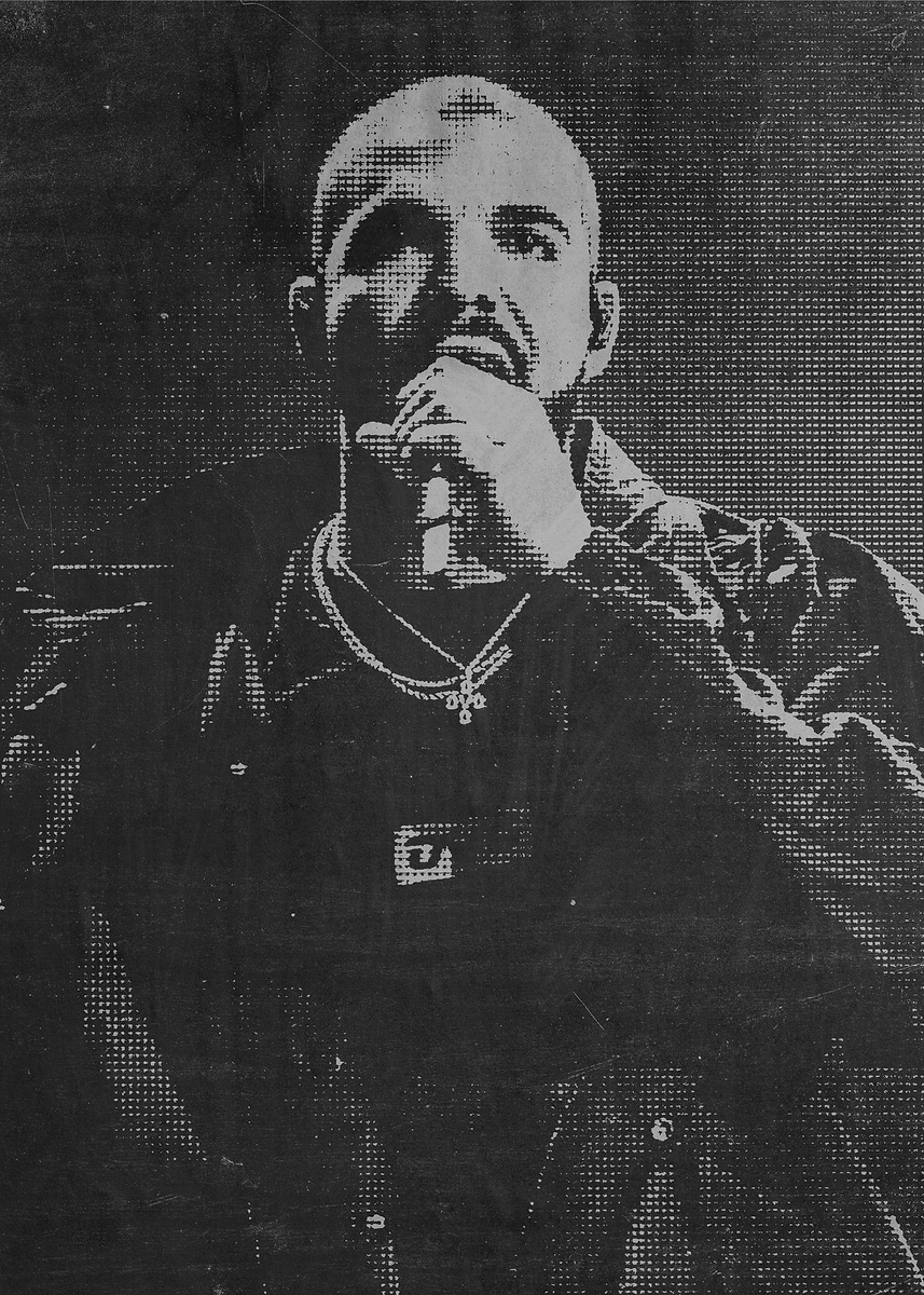 'Drake Performing with Microphone, Black and White' Poster, picture ...