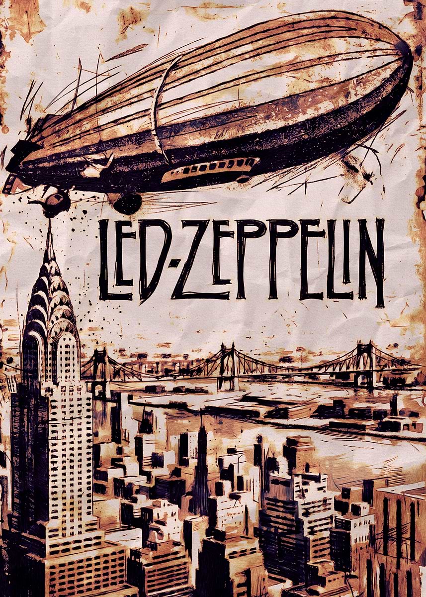 'Led Zeppelin over New York City' Poster, picture, metal print, paint ...