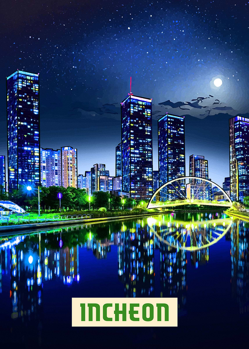 'Incheon' Poster, picture, metal print, paint by Bo Kev | Displate
