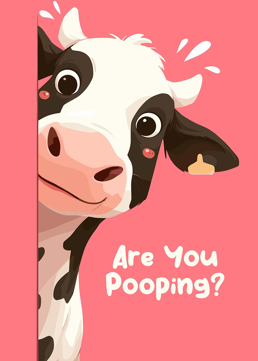 'Cartoon Cow with Funny Question' Poster, picture, metal print, paint ...