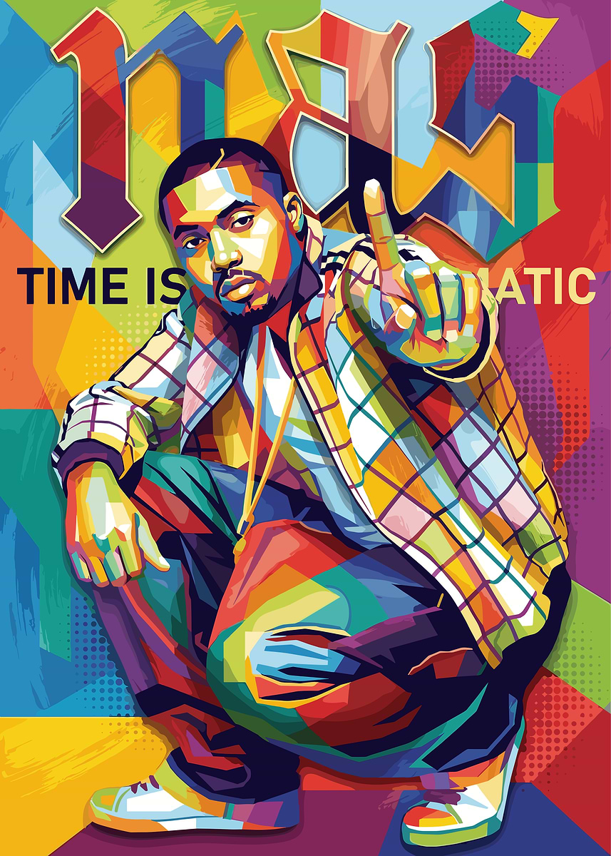 'Nas colorful portrait' Poster, picture, metal print, paint by stolah ...