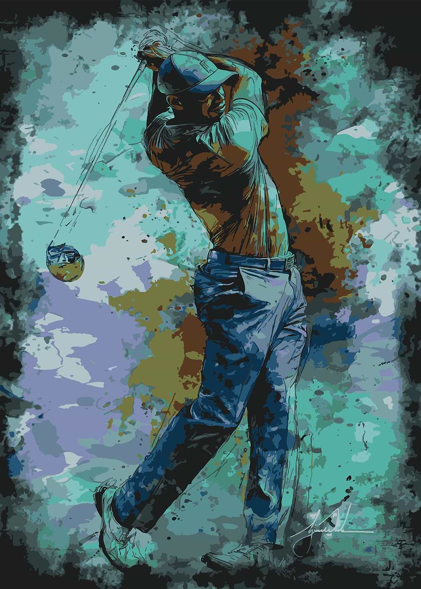 'Golf Swing Abstract Art' Poster, picture, metal print, paint by Balint ...