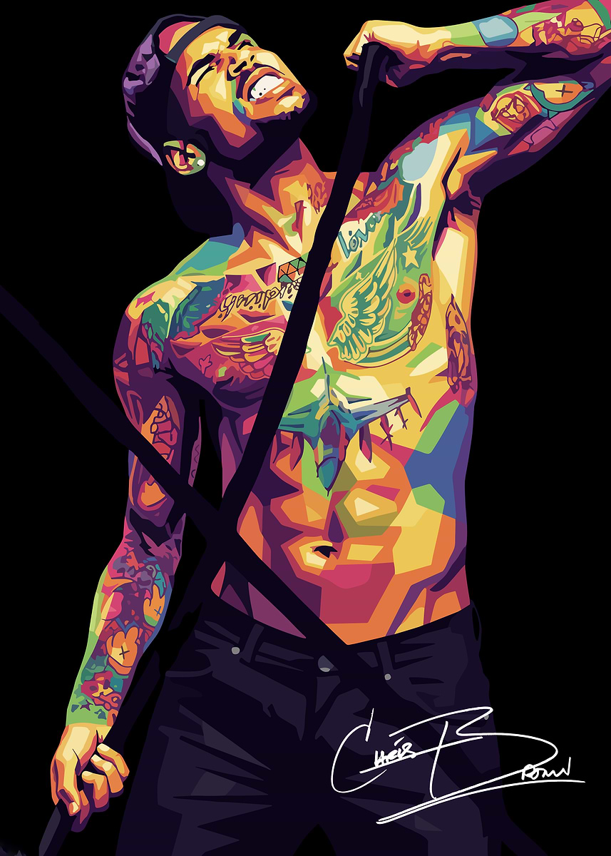 'Chris Brown Portrait' Poster, picture, metal print, paint by Rose Art ...