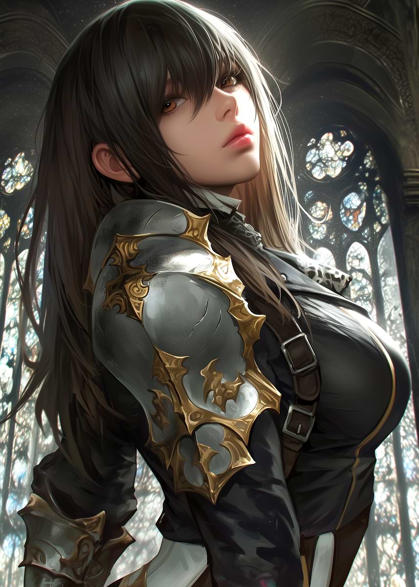 'Anime Girl in Armor' Poster, picture, metal print, paint by Virtual ...