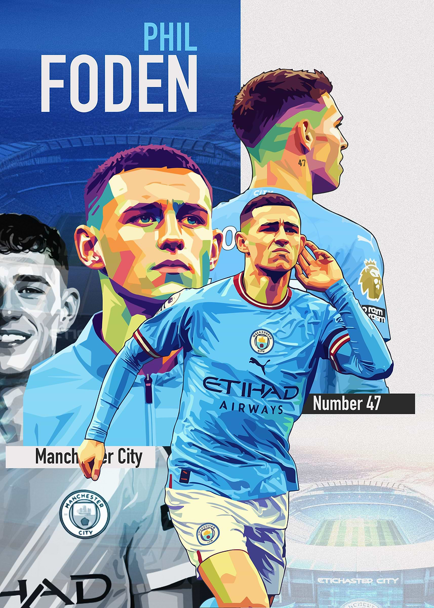 'Phil Foden Manchester City Art' Poster, picture, metal print, paint by ...