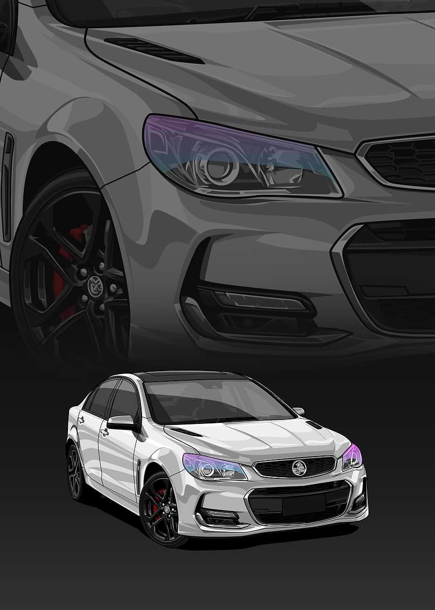 'white Holden VFII Commodore Illustration' Poster, picture, metal print ...