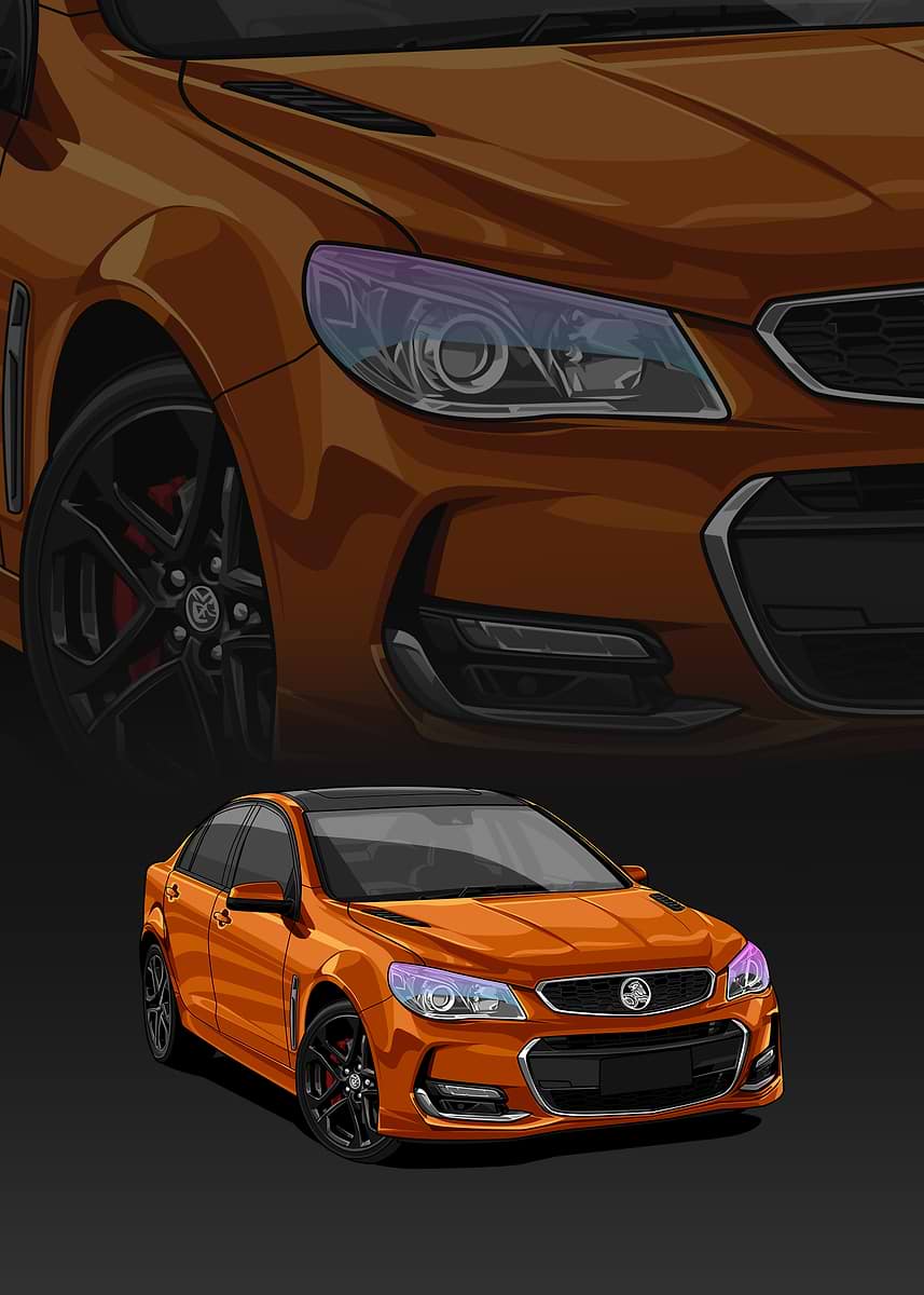 'Orange Holden VFII Commodore Illustration' Poster, picture, metal ...