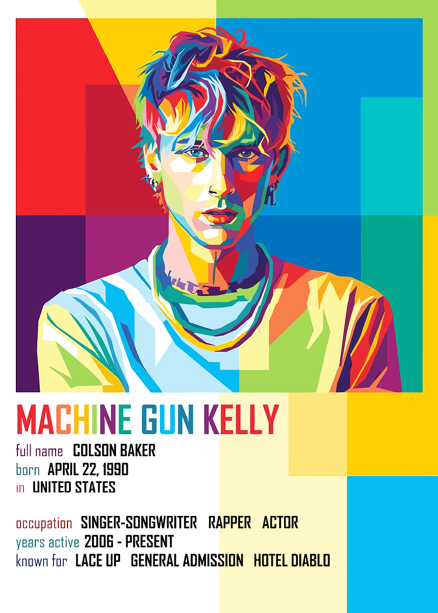 'Machine Gun Kelly Pop Art Portrait' Poster, picture, metal print ...