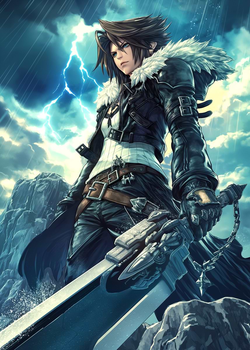 'Squall Leonhart in Stormy Weather' Poster, picture, metal print, paint ...