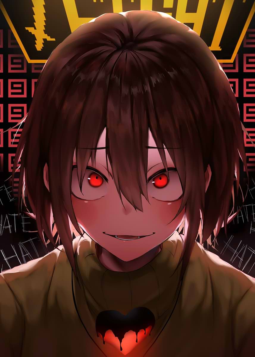 'Chara from Undertale with Red Eyes' Poster, picture, metal print ...