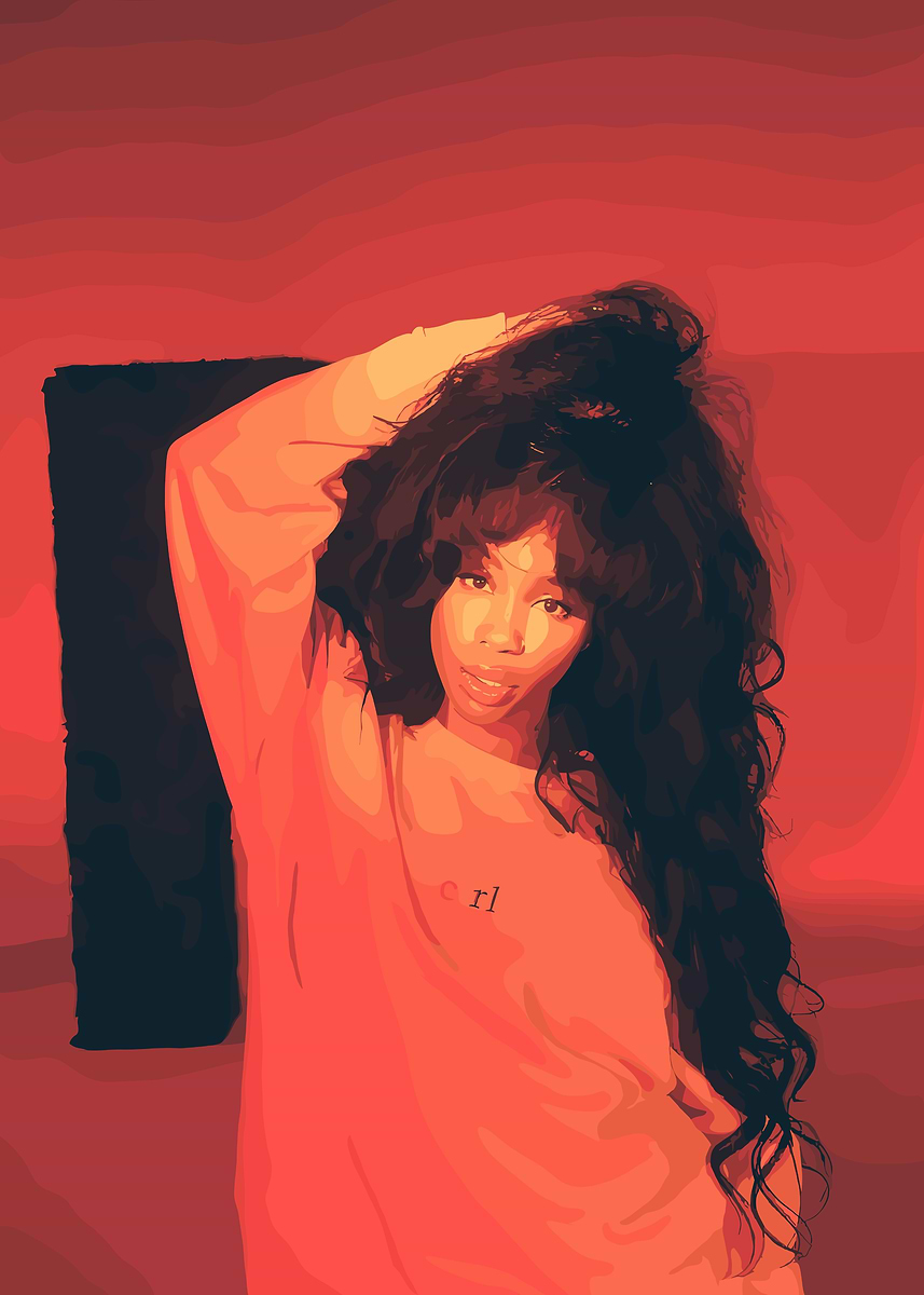 'SZA Portrait in Red Tones' Poster, picture, metal print, paint by watu ...