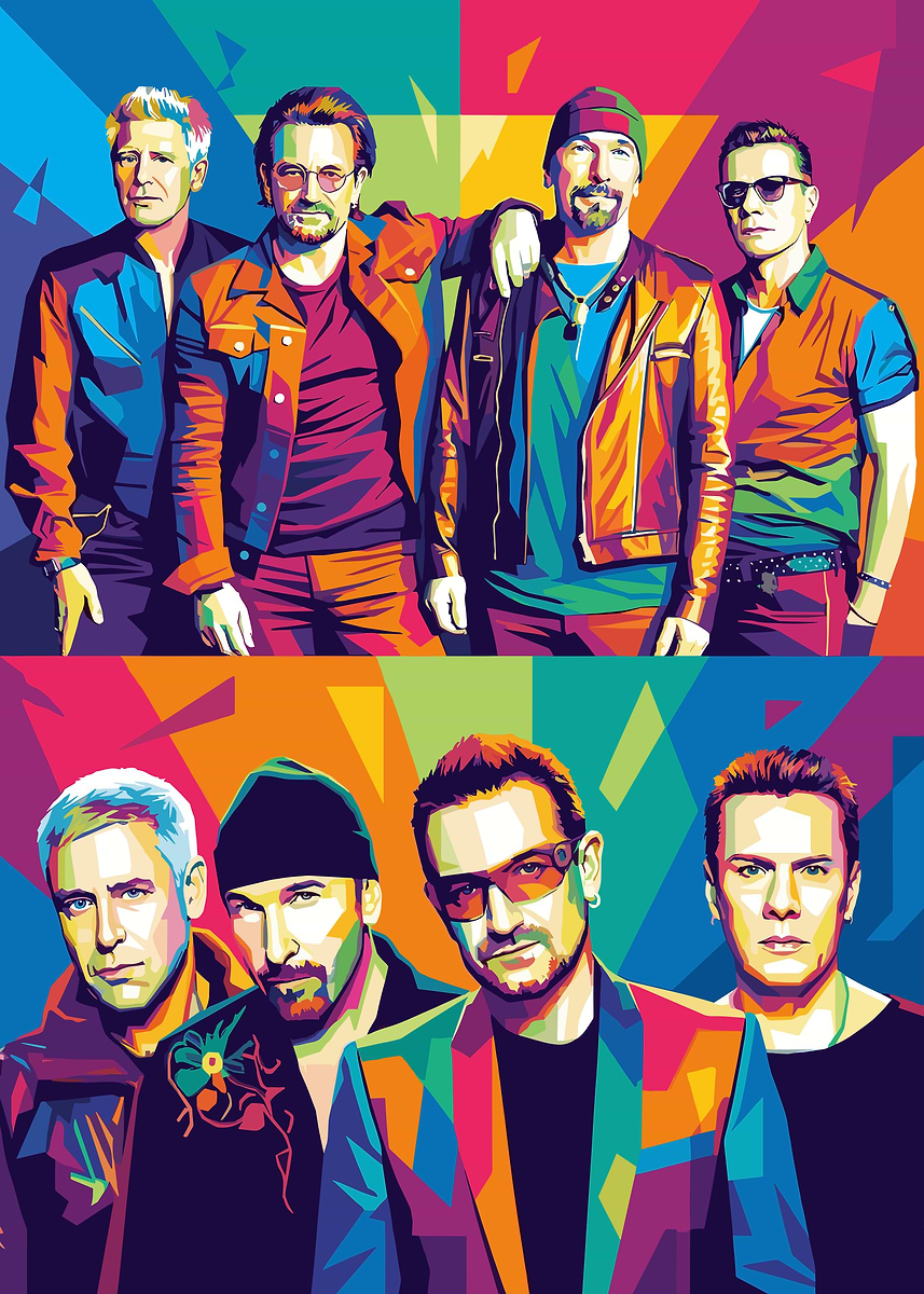 'U2 Band Pop Art Collage' Poster, picture, metal print, paint by Papa ...