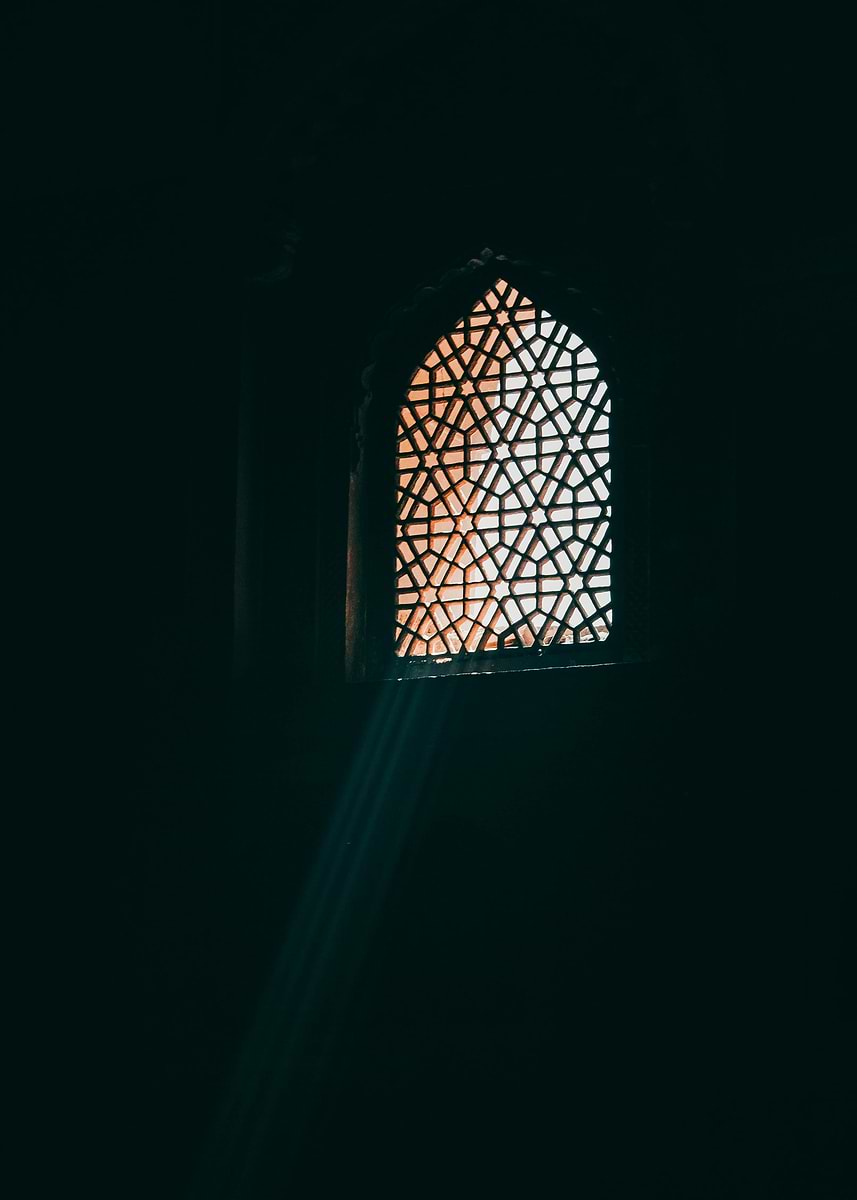 'Ornate Window with Light Beam' Poster, picture, metal print, paint by ...