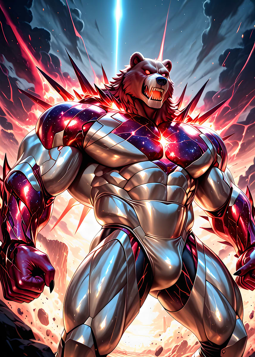 'Cybernetic Bear Warrior' Poster, picture, metal print, paint by ...