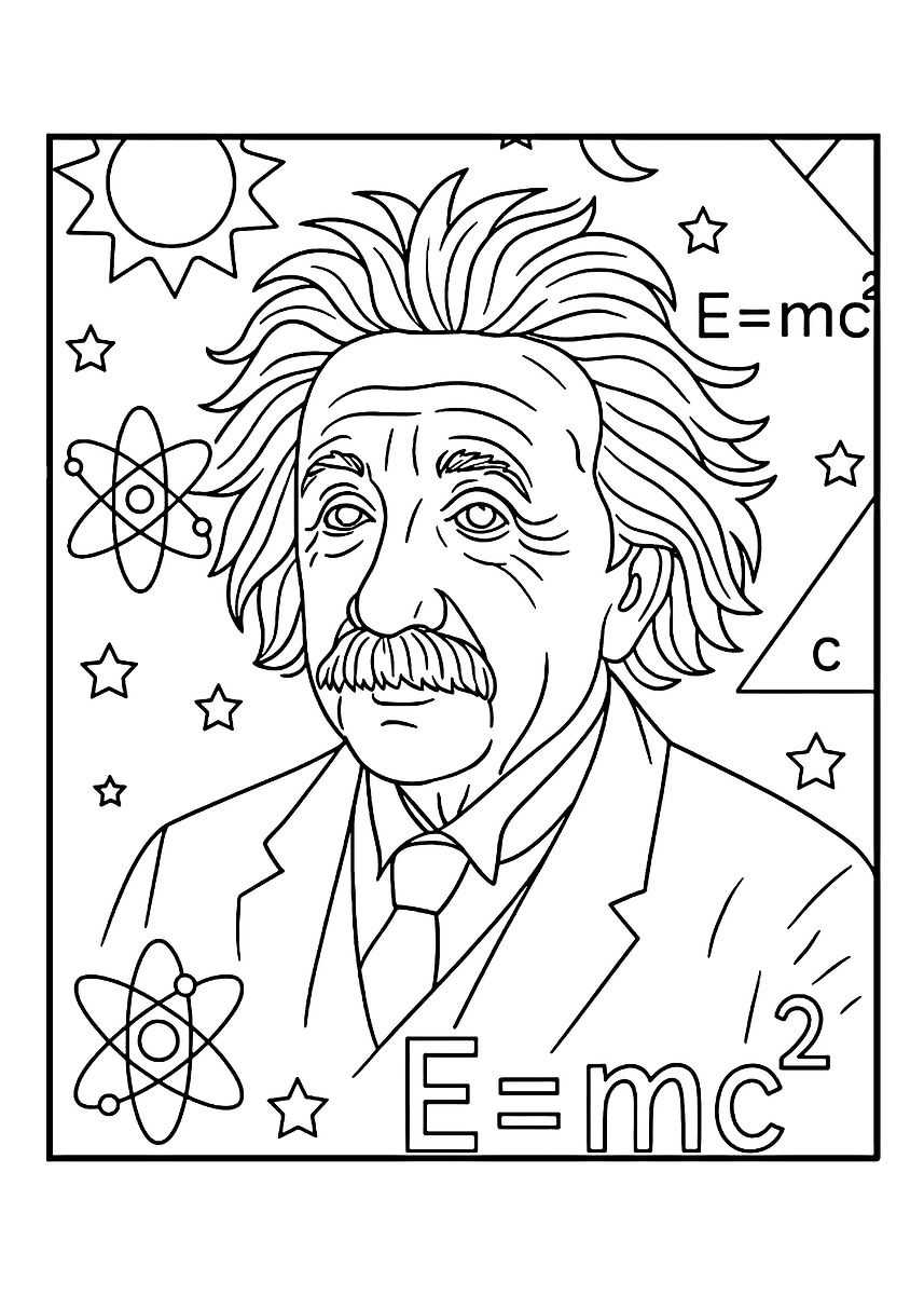 'Albert Einstein Coloring Page' Poster, picture, metal print, paint by ...