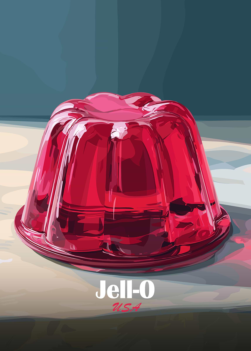 'Red Jell-O Dessert Still Life' Poster, picture, metal print, paint by ...