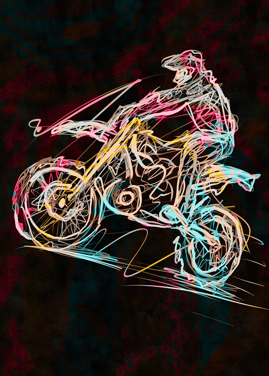 'Motorcycle Rider Abstract Art' Poster, picture, metal print, paint by ...